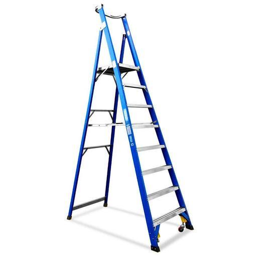 Climbrite CSTEP8 8-Step 2.4M Fibreglass Platform Ladder on Wheels