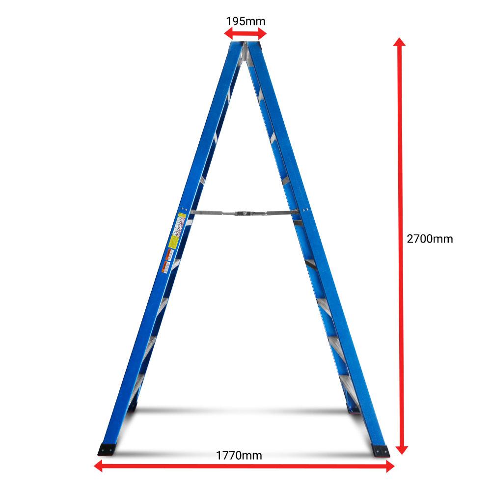 Climbrite CDSTEP8 2.7m 8 Step Fibreglass Double Sided Ladder