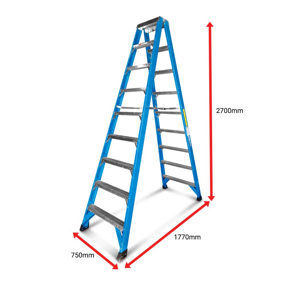 Climbrite CDSTEP8 2.7m 8 Step Fibreglass Double Sided Ladder