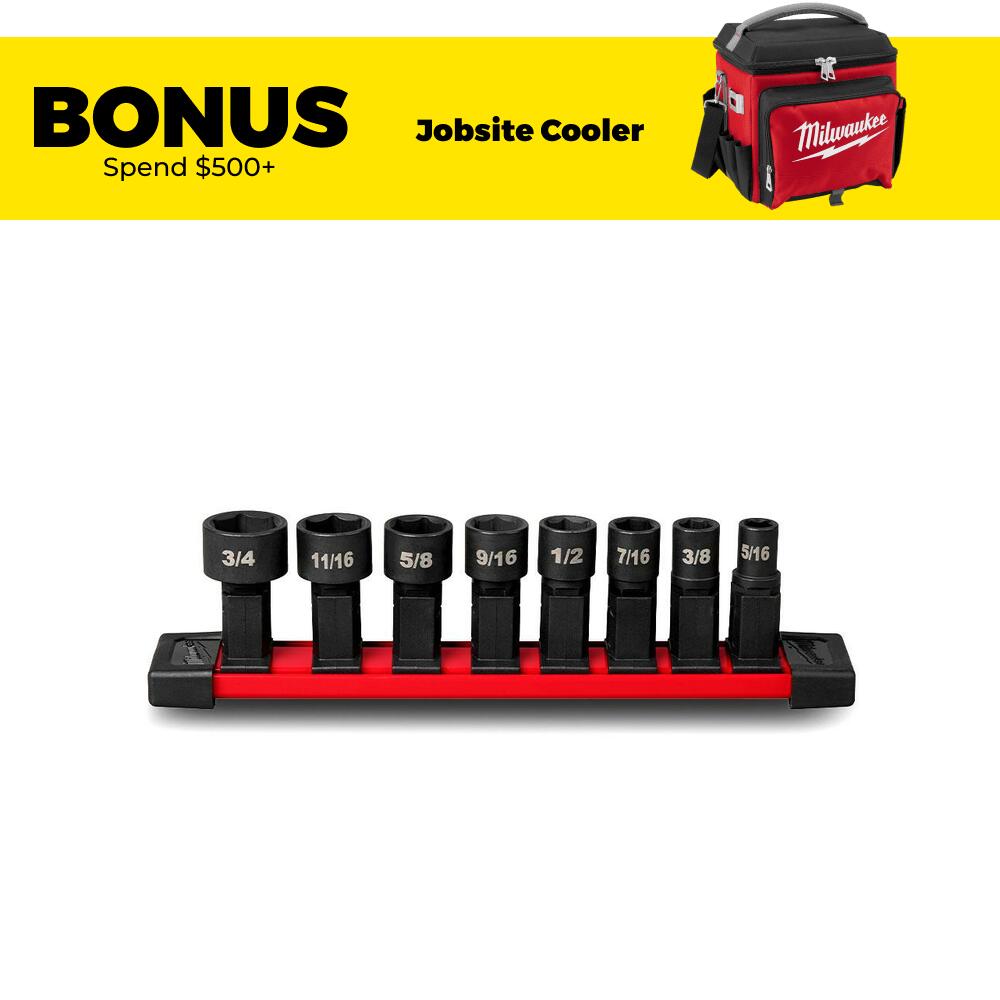 Milwaukee 49161640 8pce Imperial SAE INSIDER Pass-Through Socket Set