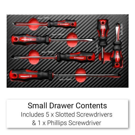 Techsmart TTK206 206pce Metric/SAE 6 Drawer Black Tool Chest