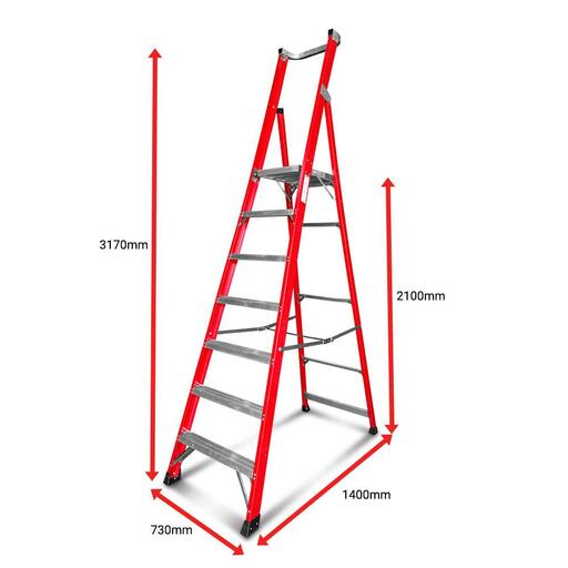 Climbrite CSTEP7ECO 2.1m 7-Step Eco Fibreglass Platform Ladder