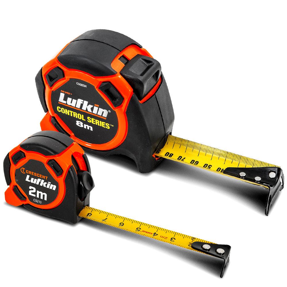 Crescent CS852506A Lufkin 8m Control Series Tape Measure & 2m Keychain ...