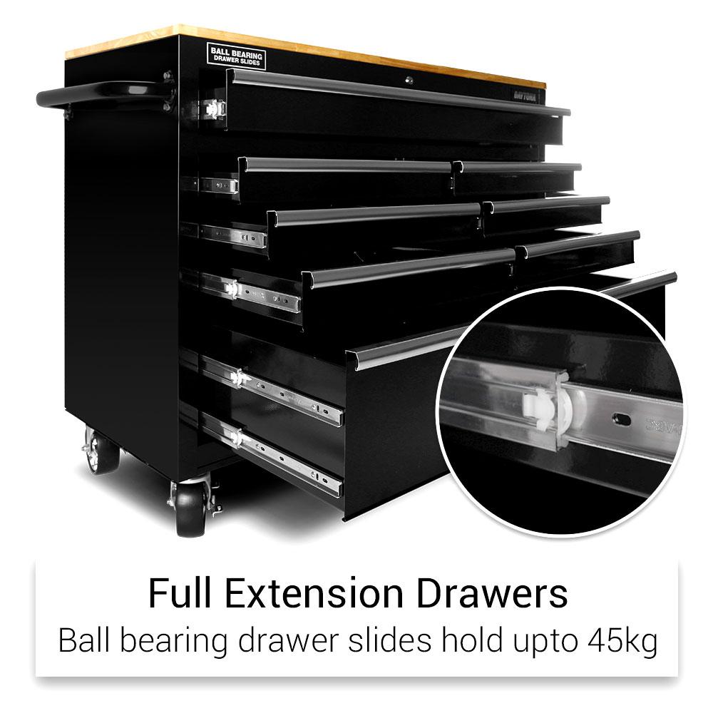 Daytona D46BB 1170mm (46") 9 Drawer Bottom Roller Cabinet With Wood ...