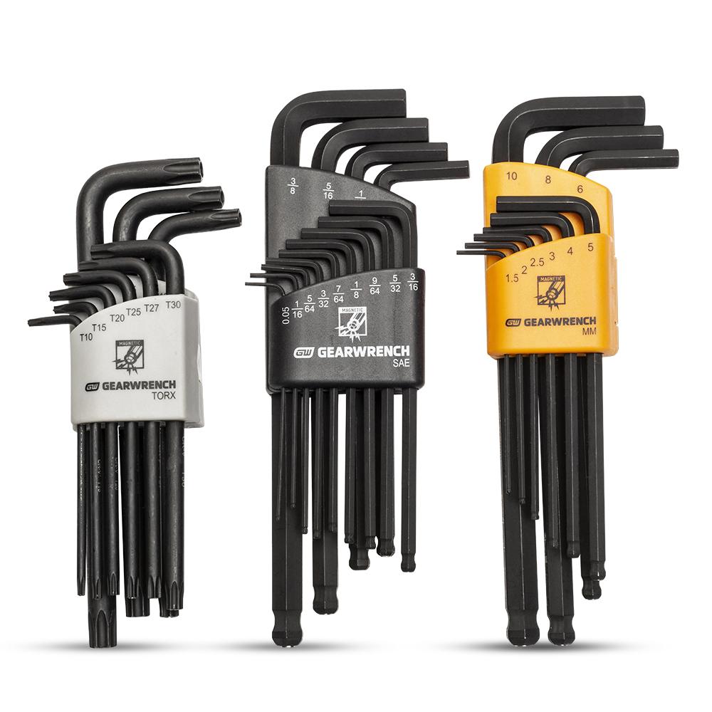 GEARWRENCH 83527 31pce SAE/Metric/Torx Magnetic Long Ball End Hex Key Set