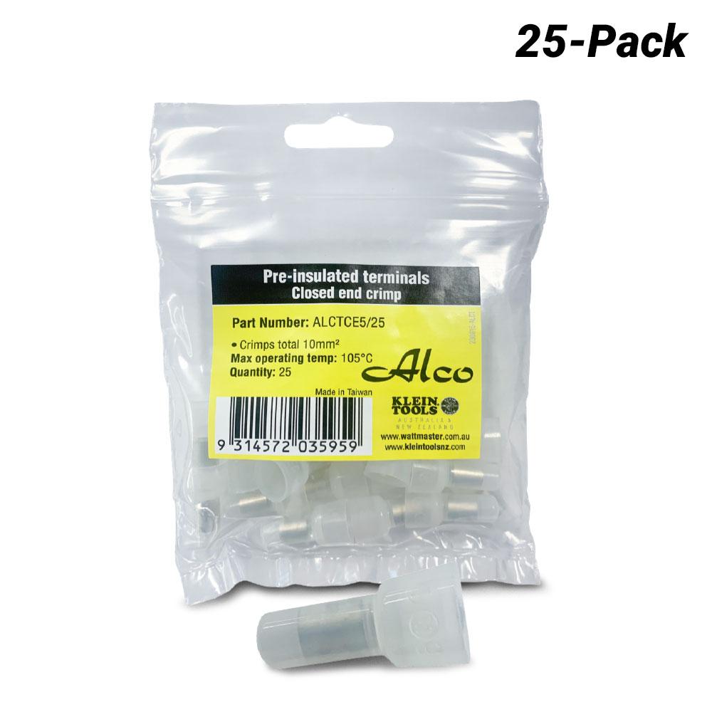 Alco ALCTCE5/25 25-Pack Pre-Insulated Terminals Closed End Crimp
