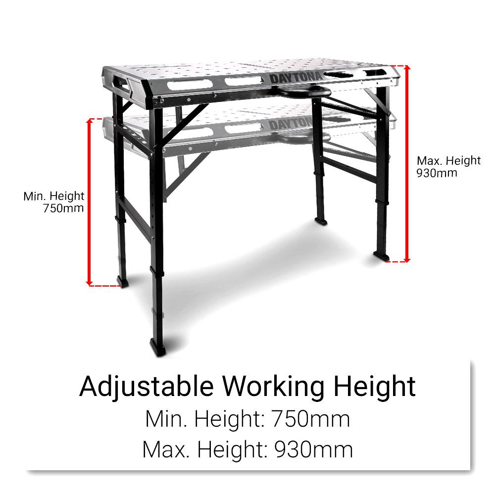 Daytona DWB1068 450kg Adjustable Height Portable Steel Welding Table ...