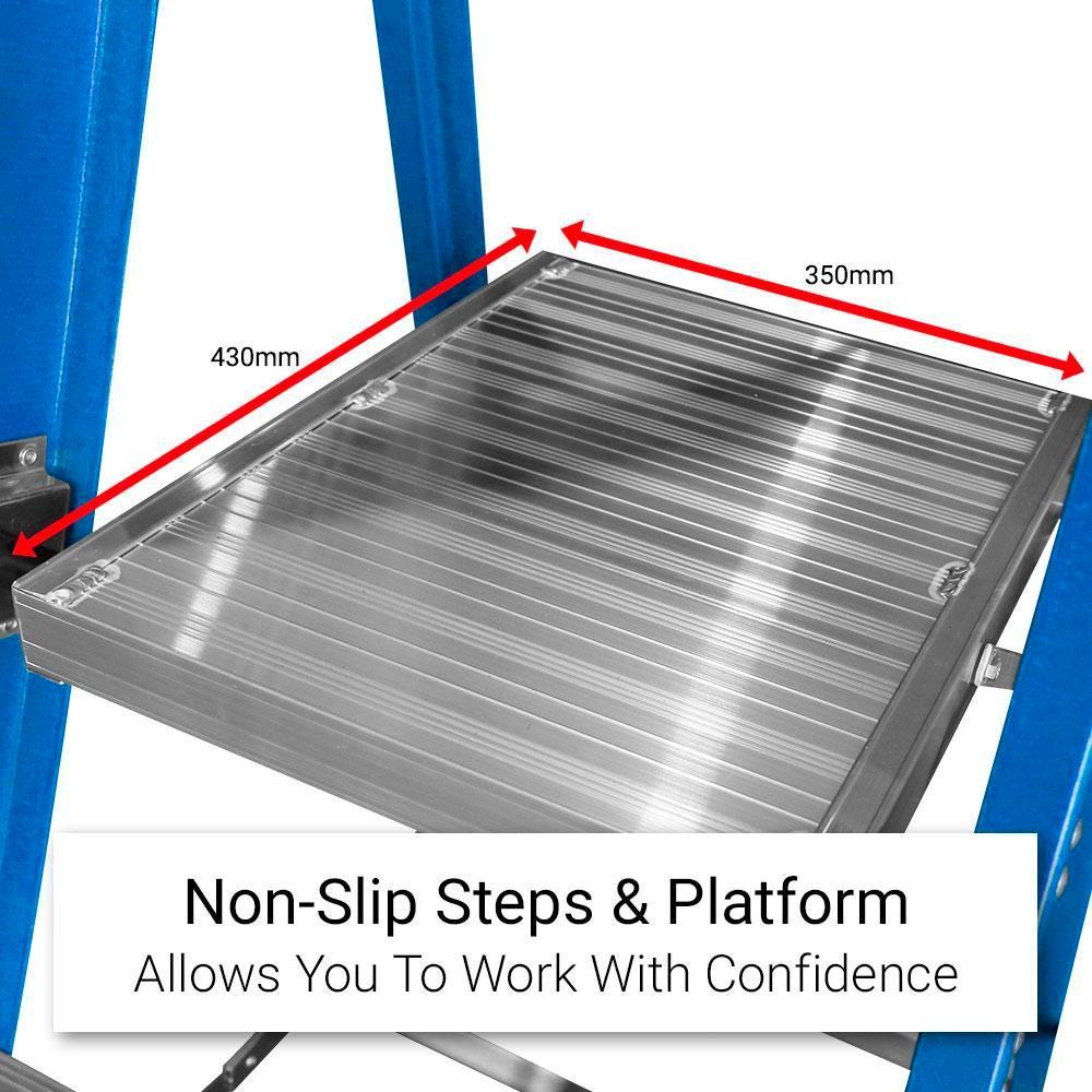 Climbrite CSTEP9 2.7m 9-Step Fibreglass Platform Ladder On Wheels