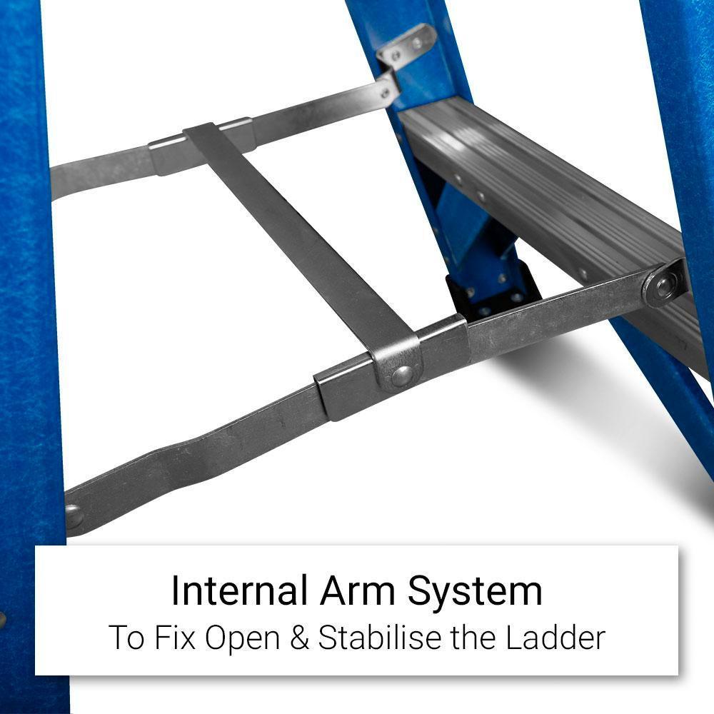 Climbrite CSTEP10 3.0m 10-Step Fibreglass Platform Ladder On Wheels