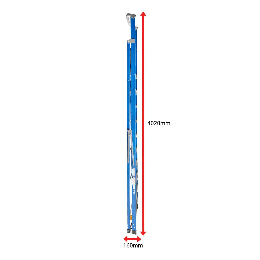 Climbrite CSTEP10 3.0m 10-Step Fibreglass Platform Ladder On Wheels