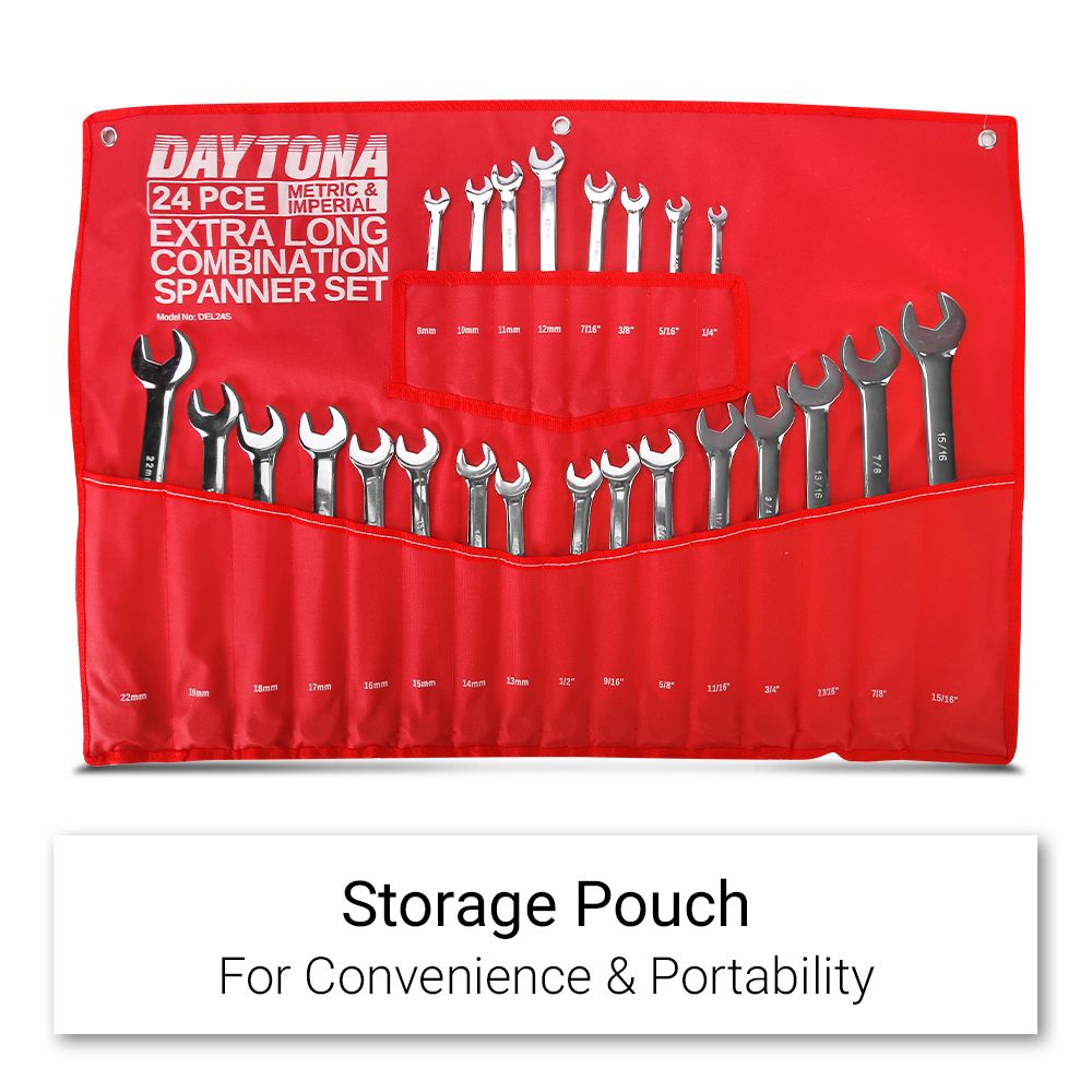 Daytona DEL24S 24pce Metric/Imperial Extra Long Combination Spanner Set
