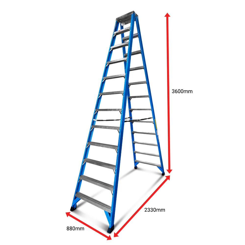Climbrite CDSTEP11 3.6m 11-Step Fibreglass Double Sided Ladder