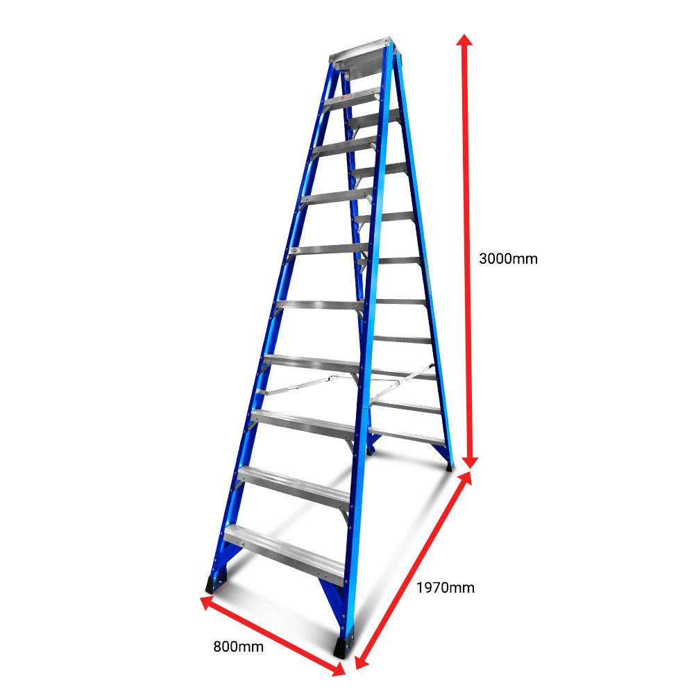 Climbrite CDSTEP9 3.0m 9-Step Fibreglass Double Sided Ladder