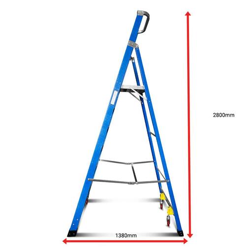 Climbrite CSTEP6 1.8m 6-Step Fibreglass Platform Ladder On Wheels