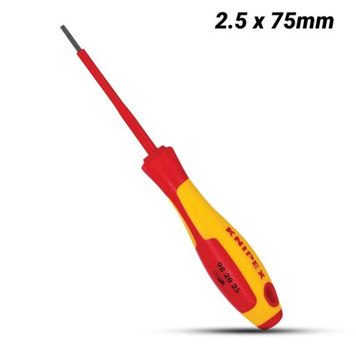 Knipex 982025 2.5mm (0.09) x 75mm (2.9") 1000V VDE Slotted Screwdriver