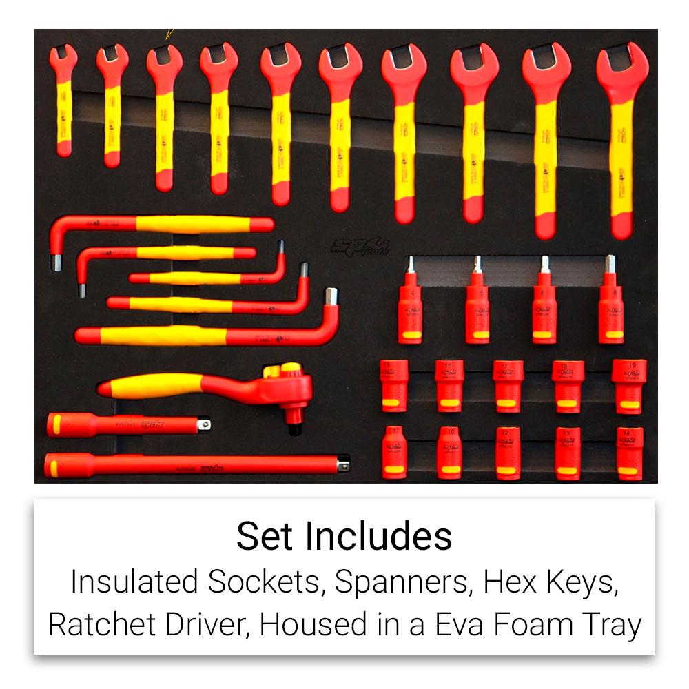 SP Tools SP55900 32pce VDE Socket & Spanner EVA Tool Kit
