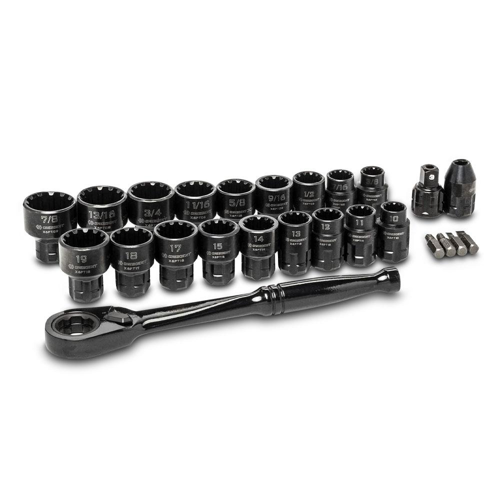 Crescent CX6PT25 25pce 3/8" Drive Pass-Thru X6 Standard Spline ...