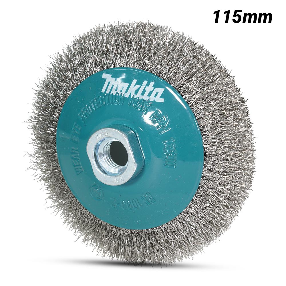 Makita D-77562 115mm x M14-2 Stainless Steel Bevel Brush Crimp Suits ...