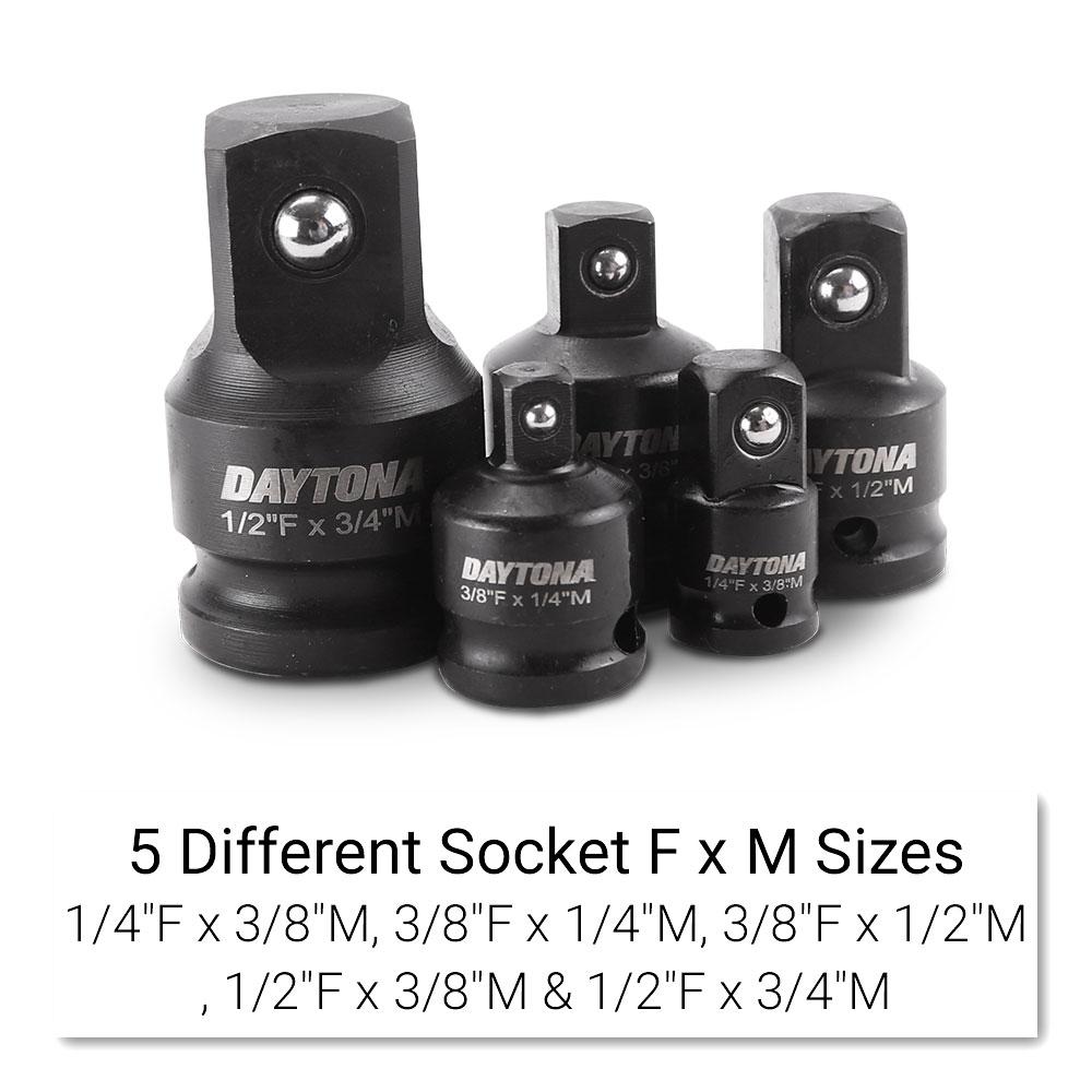 Daytona DIAS5 5pce Imperial Adaptor Impact Socket Rail Set
