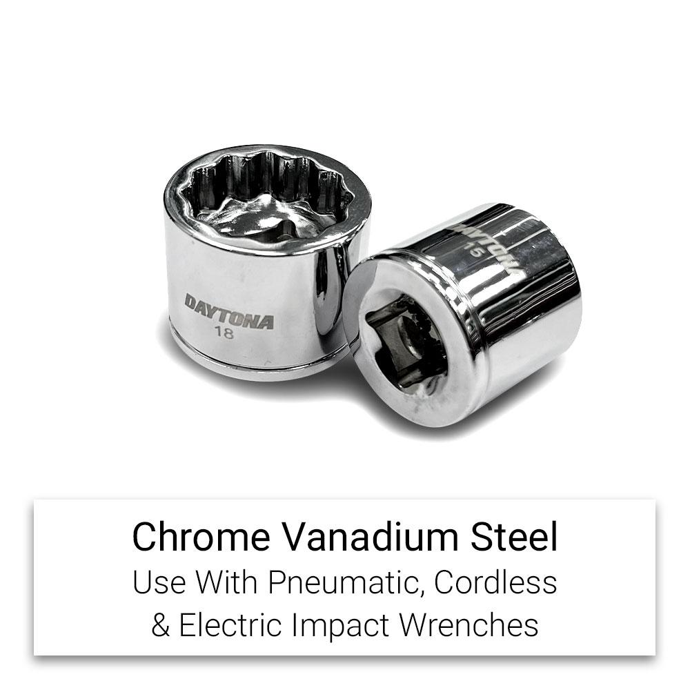 Daytona DSS938 9pce 3/8" Low Profile Metric Stubby Sockets On Rail