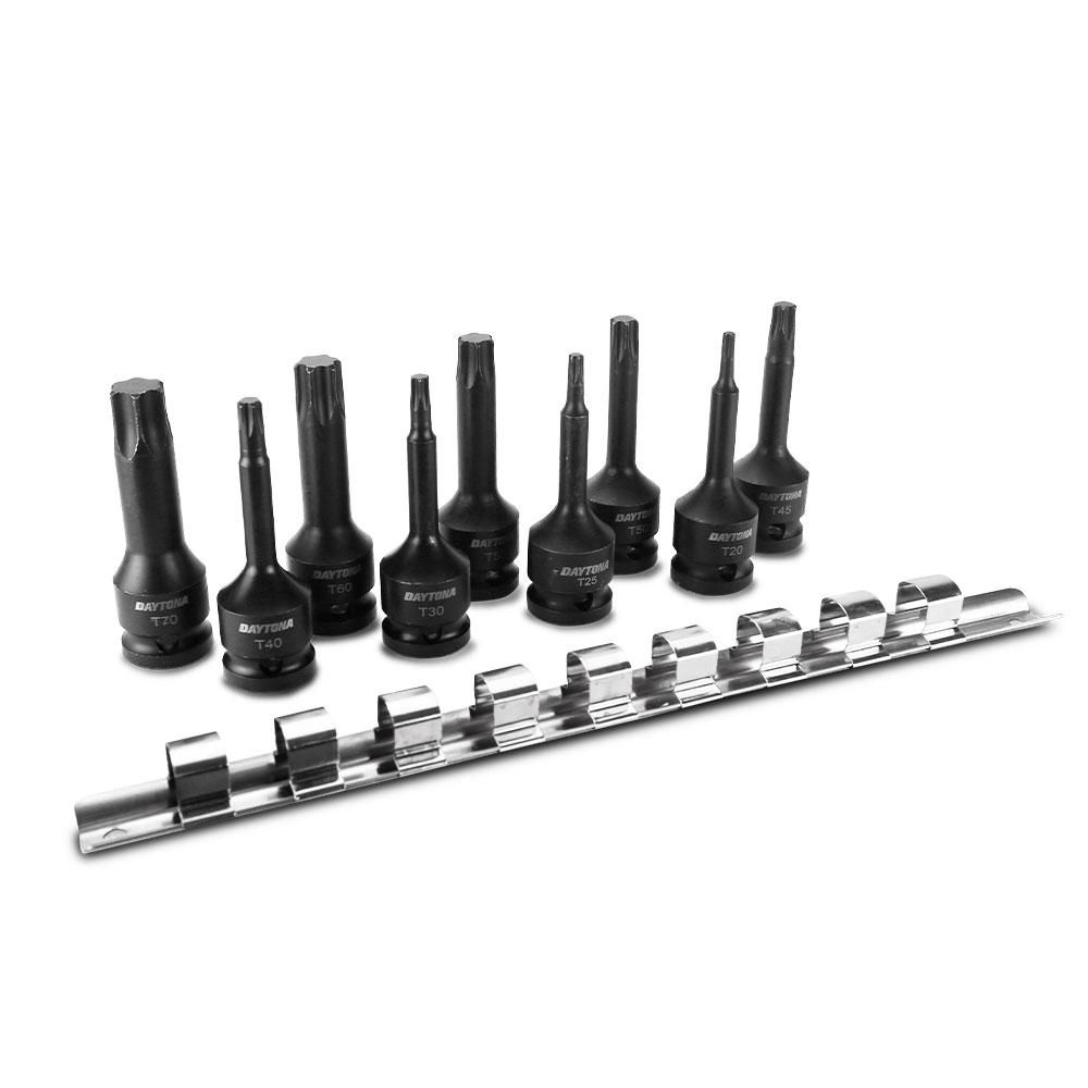 Daytona DITS9 9pce 1/2" T20-T70 Torx Drive Impact Socket Set On Rail