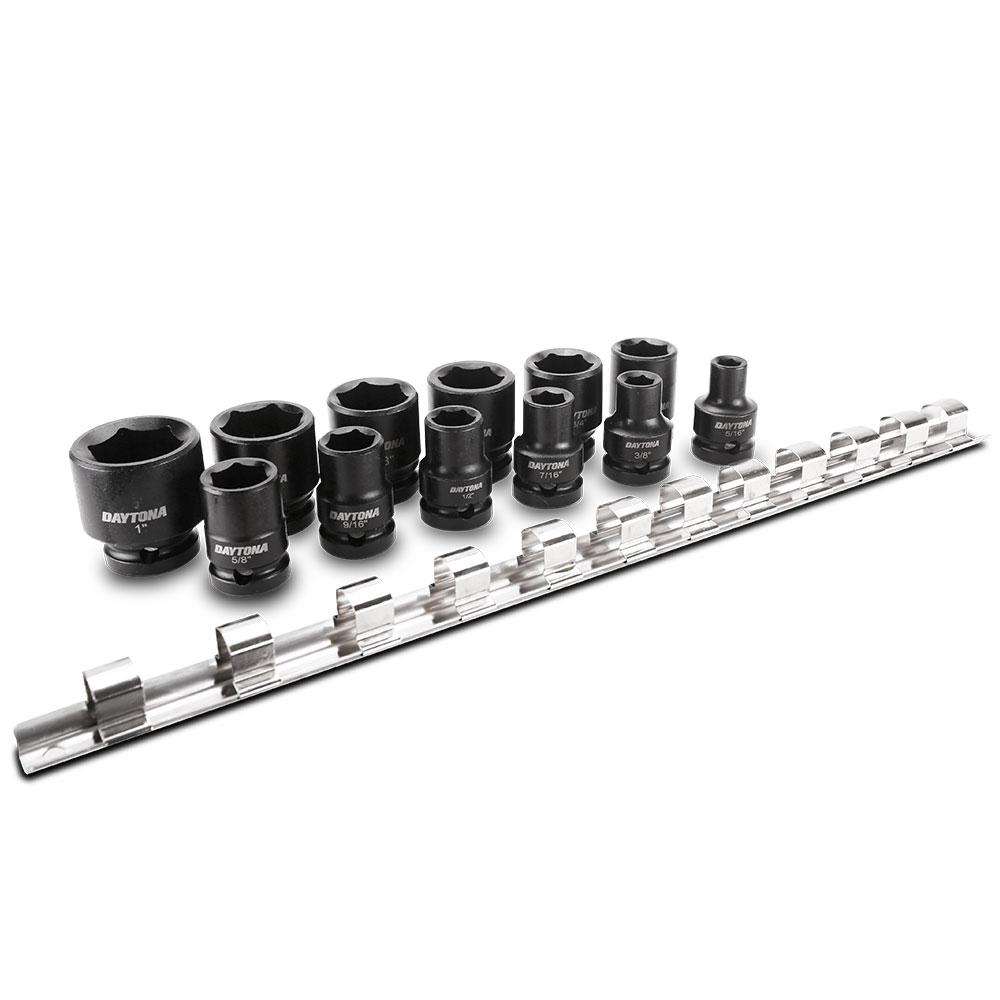 Daytona DIIS1212 12pce 1/2" Imperial 6 Point Impact Socket Set On Rail