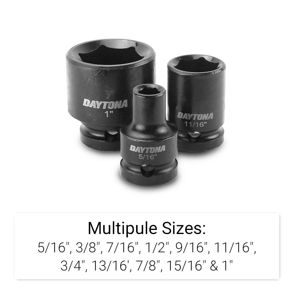 Daytona DIIS1212 12pce 1/2" Imperial 6 Point Impact Socket Set On Rail