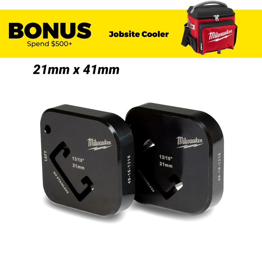 Milwaukee 49161316 21mm x 41mm Single Channel Die Set to Suit 18V Li ...