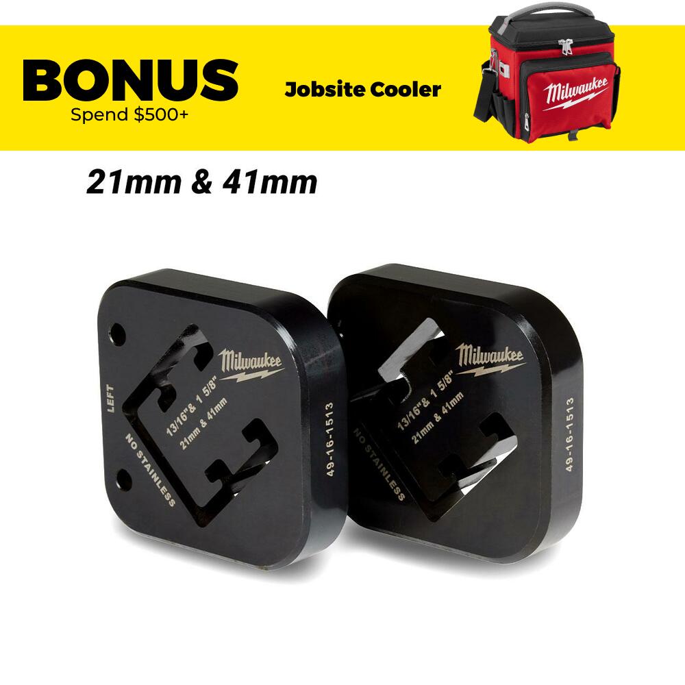 Milwaukee 49161513 21mm & 41mm Single Channel Die Set to Suit 18V Li ...