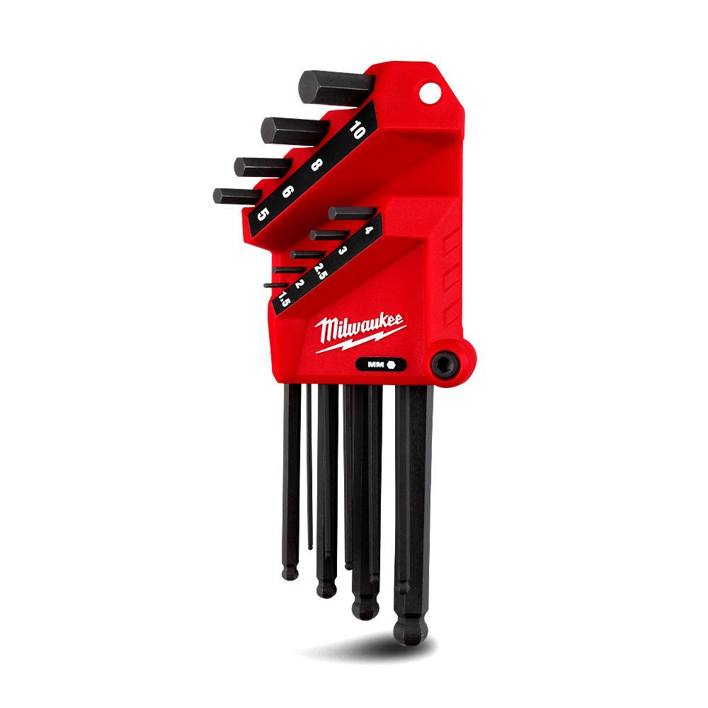 Milwaukee 48222186 9pce Metric L-Style with Ball End Hex Key Set