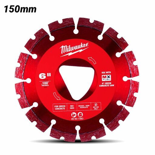 Milwaukee 49937263 150mm (6") Green Concrete Diamond Blade - Red
