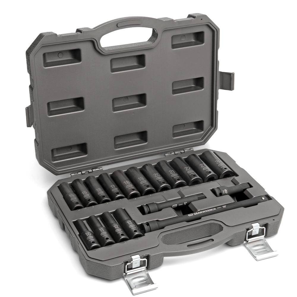 GEARWRENCH 89096 18pce 1/2" Drive Deep Metric Impact Socket Set