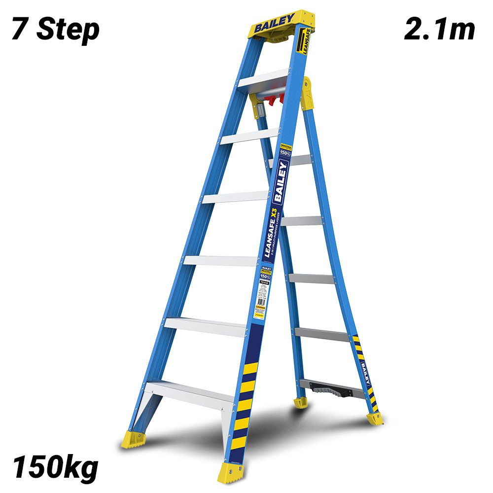 Bailey FS14148 150kg 2.1m 7 Step X3 Fiberglass 3 in 1 Ladder