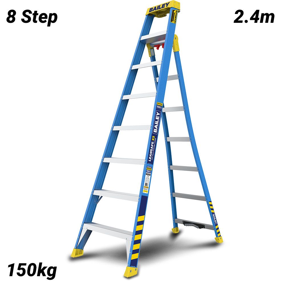 Bailey FS14149 150kg 2.4m 8 Step X3 Fiberglass 3 in 1 Ladder