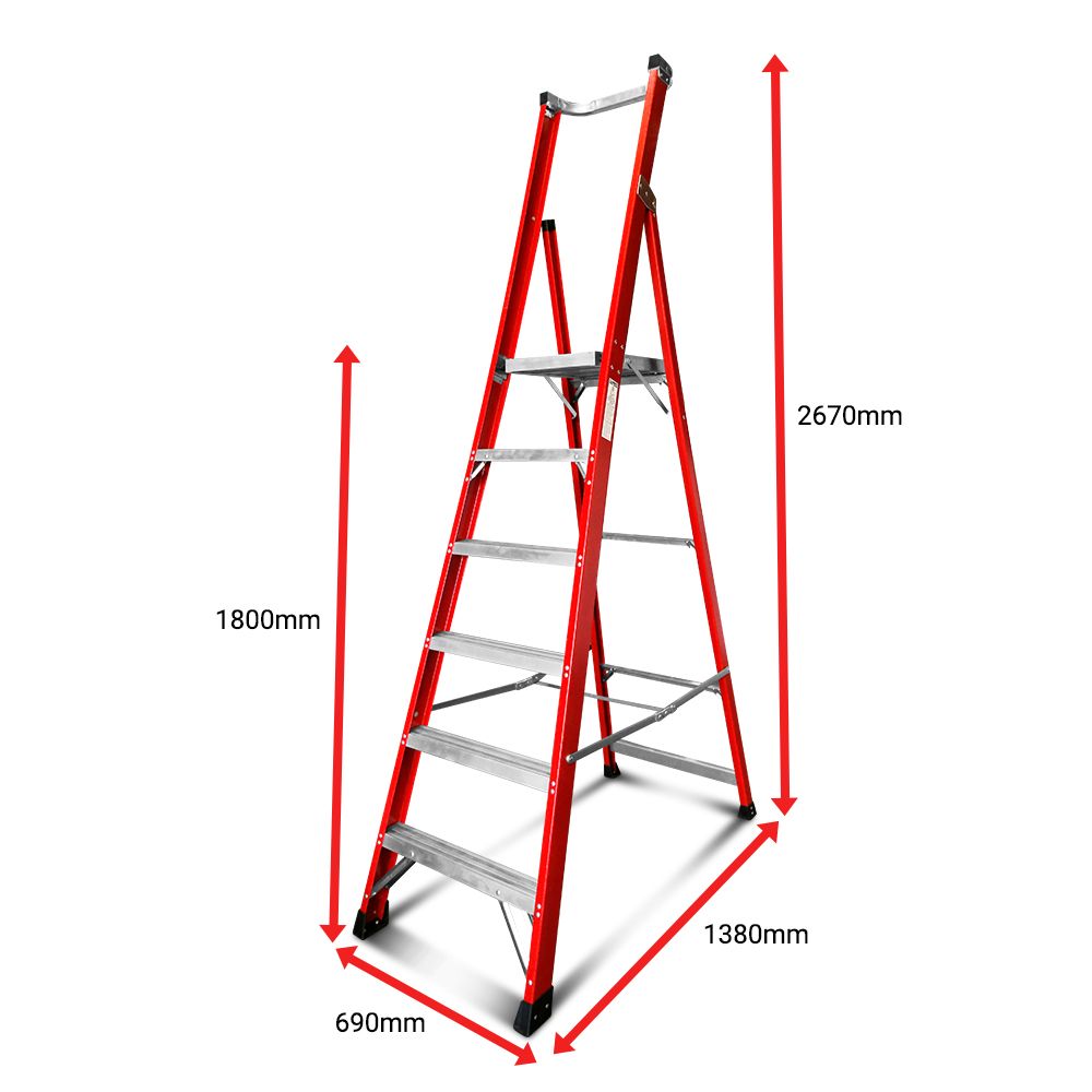 Climbrite CSTEP6ECO 1.8m 6-Step Fibreglass Platform Ladder