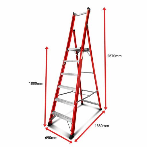 Climbrite CSTEP6ECO 1.8m 6-Step Fibreglass Platform Ladder