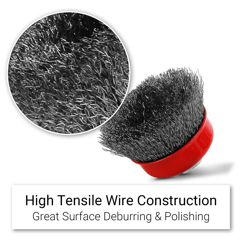 Xtorque XSSB75C 75mm Stainless Steel Crimp Wire Cup Bevel Brush with Thread Adaptor