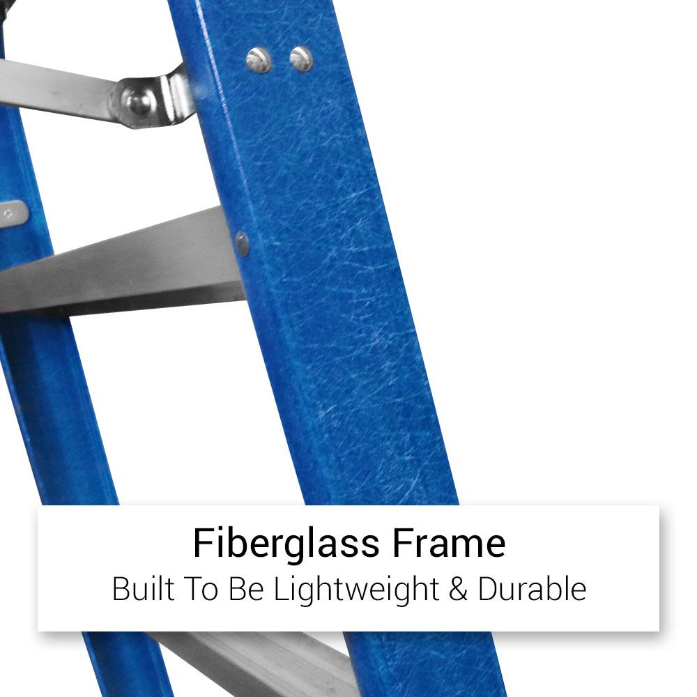 Climbrite CSTEP7 2.1m 7-Step Fibreglass Platform Ladder On Wheels
