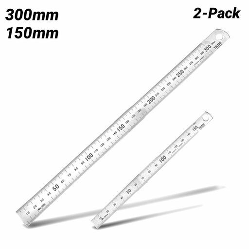 Toledo TRS01 2pce 150mm & 300mm Stainless Steel single Sided Ruler Set