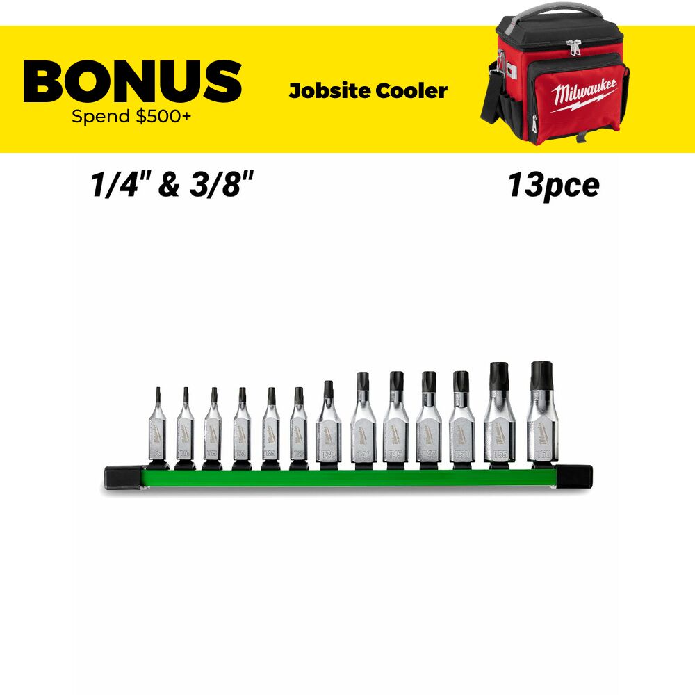 Milwaukee 48229532 13pce 1/4” and 3/8” Drive Torx Bit Socket Set
