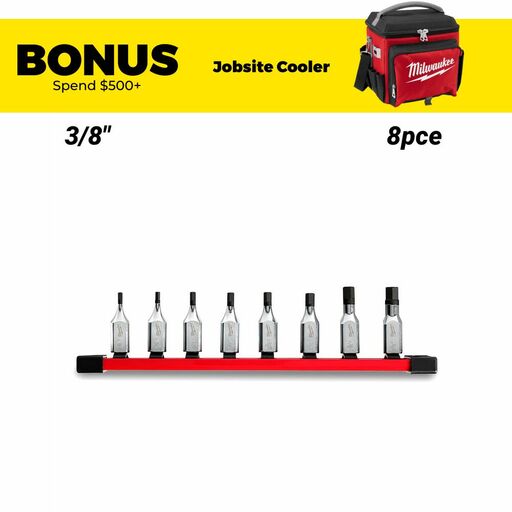 Milwaukee 48229542 8pce 3/8” Drive SAE Hex Bit Socket Set