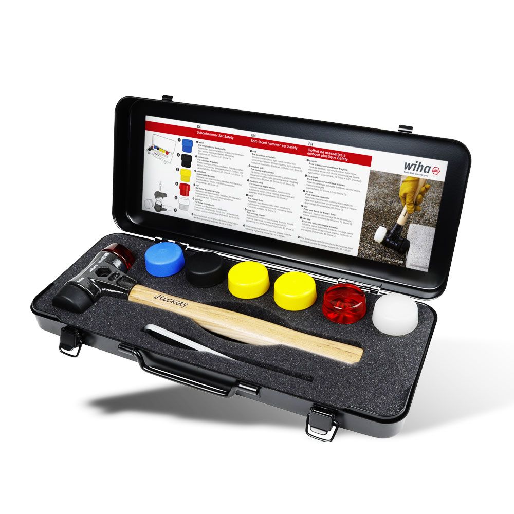 Wiha 44008 9pce Soft-Faced Safety Hammer Set with Assorted Hammer Faces