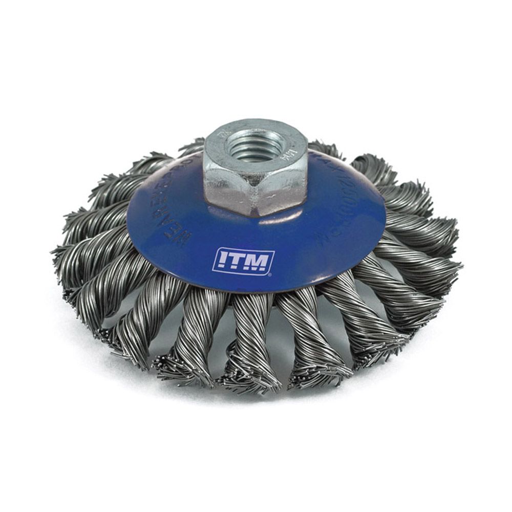 ITM TM7002-125 125mm M14X2mm Thread Steel Twist Knot Bevel Wire Brush