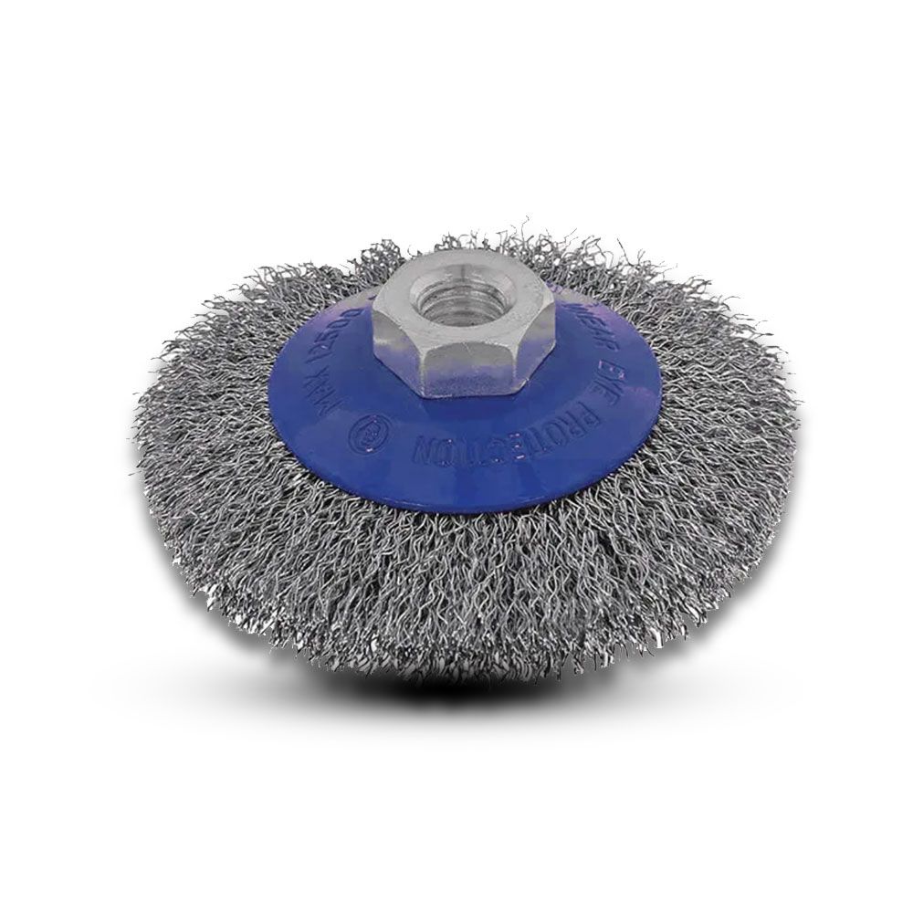 ITM TM7011-100 100mm Multi Thread Steel Crimp Wire Bevel Brush