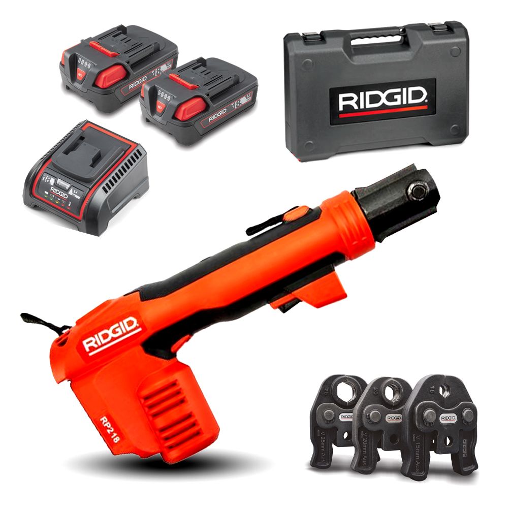 Ridgid RP218 (78753) 18V 2.5Ah 24kN Press Tool with 3pce Jaw Set Combo Kit
