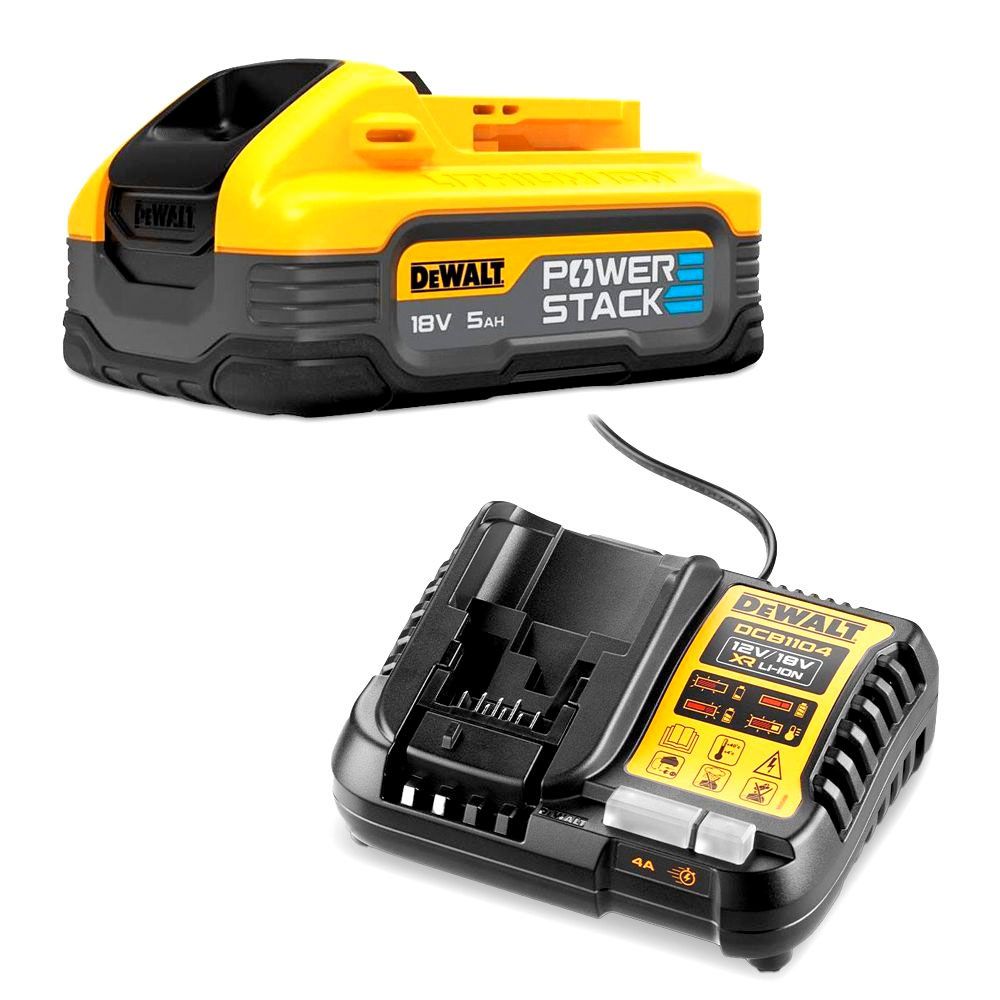 DeWalt DCB1104H1-XE 18V XR 5.0Ah PowerStack Battery With Charger ...