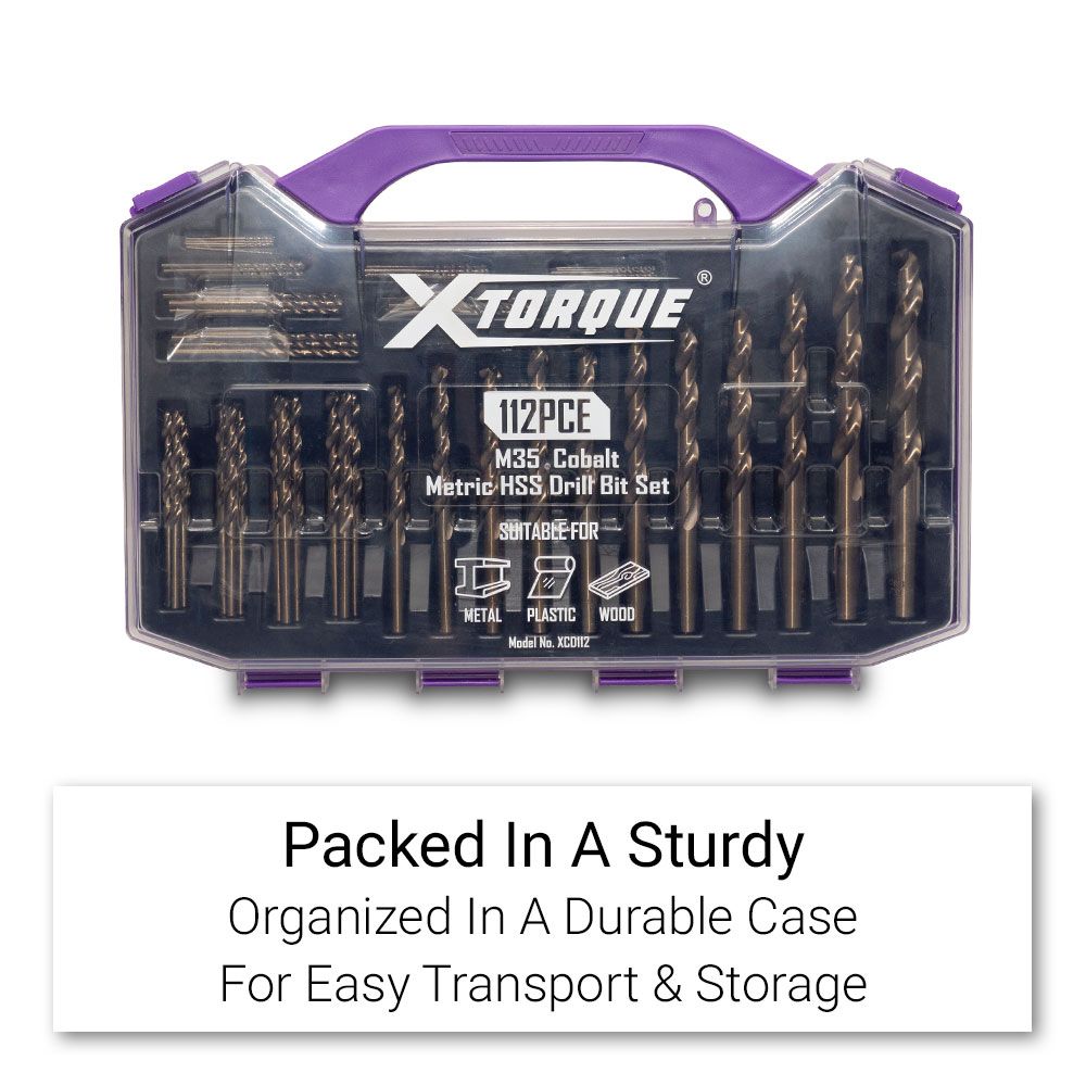 Xtorque XCD112 112pcs M35 Metric Cobalt Drill Bit Set