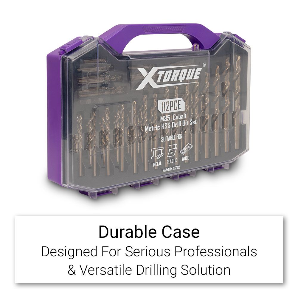 Xtorque XCD112 112pcs M35 Metric Cobalt Drill Bit Set