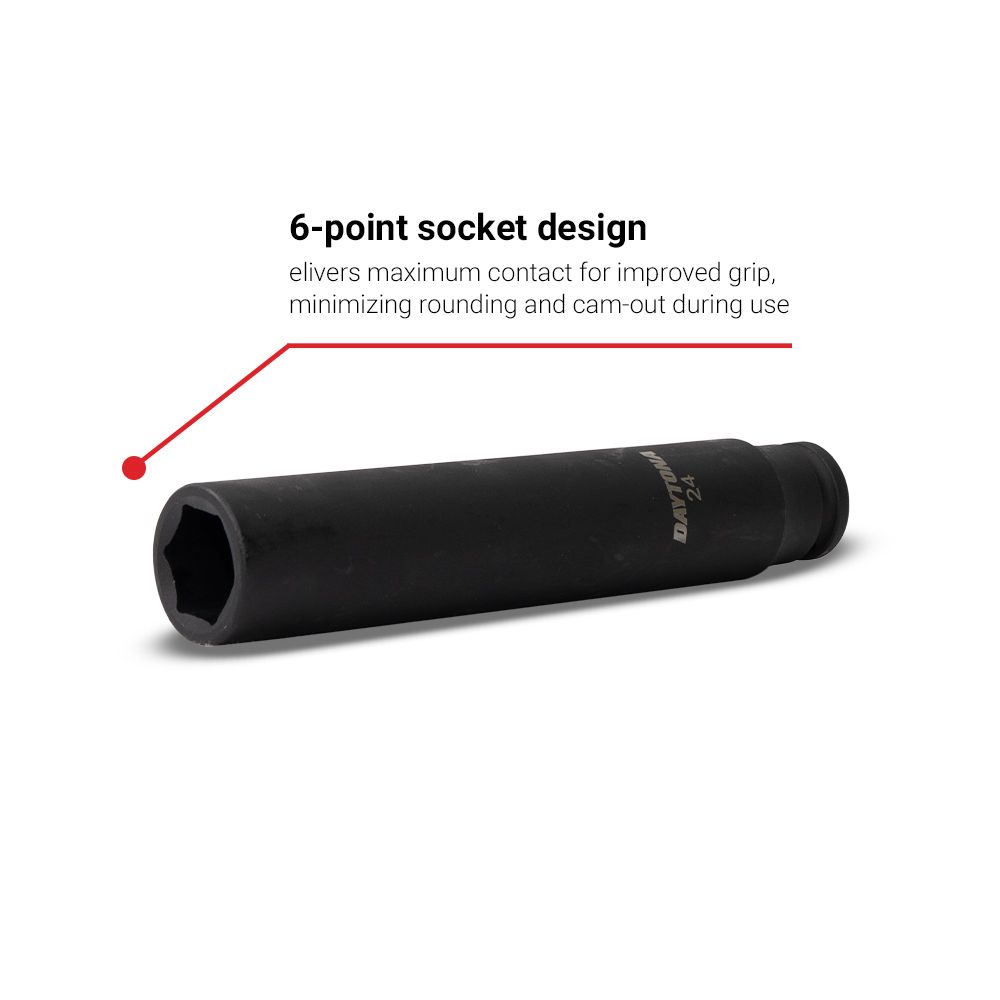 Daytona DLS2412 24mm 1/2" Drive 6pt Extra Long Deep Impact Socket