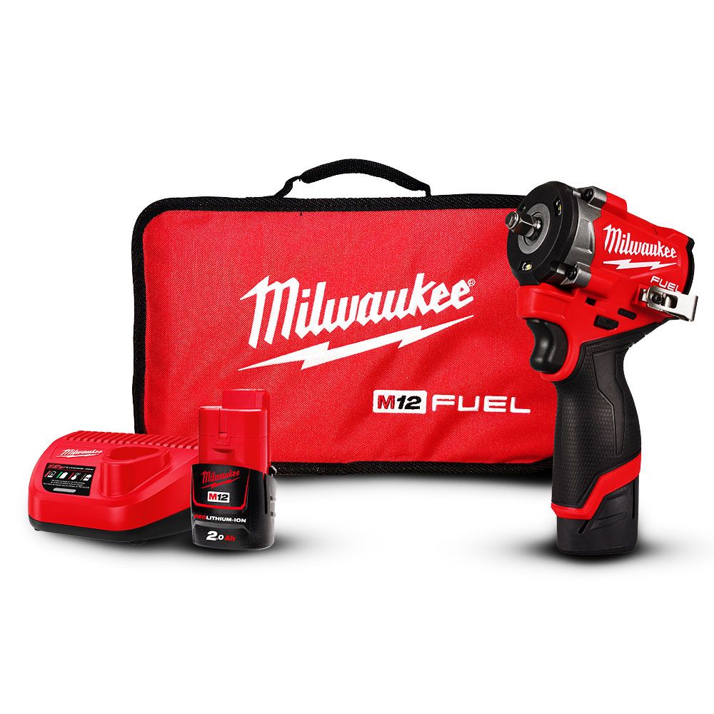 Milwaukee M12FIW2F38202B 12V FUEL 3/8" Stubby Impact Wrench with ...
